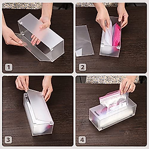 Urvoix Ziplock Bag Storage Organizer, 4 Pcs Acrylic Baggie Organizer, Food Storage Bag Organizer for Kitchen Drawer Compatible with Gallon, Quart, Snack, Sandwich Variety Size Bags