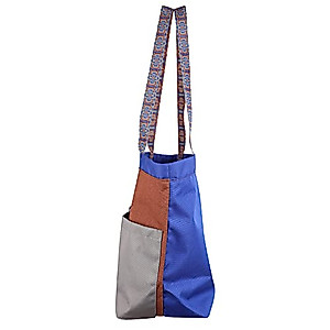 KAVU Twin Falls Tote Shoulder Strap Canvas Color Block Bag- Sepia Sky