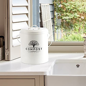 Perfnique Kitchen Compost Bin, 1.3 Gallon Countertop Compost Bin with Lid, Indoor Compost Bucket Includes Inner Bucket Liner and Carbon Filter, Small Compost Bin