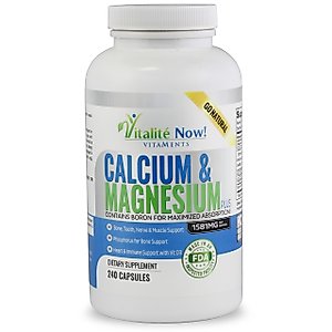 Best Calcium & Magnesium + Vitamin D3 400 IU - Highly Absorbable with Boron - 10 Forms of Calcium + Phosphorus for Bone Strength - All Natural - 240 Capsules - 2 Month Supply!