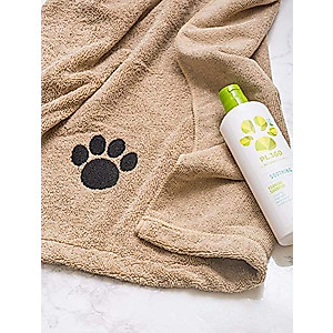 Bone Dry Pet Grooming Towel Collection Absorbent Microfiber X-Large, 41x23.5", Embroidered Taupe