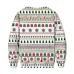 Mens Christmas Ugly Sweaters Funny Dirty Dildos Secret Casual Round Neck Sweatshirts 3D Graphic Long Sleeve Pullover White