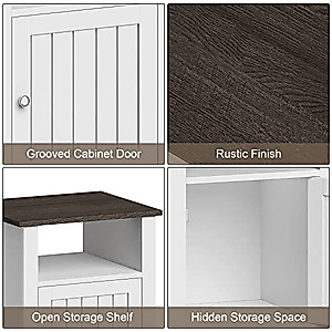 ChooChoo Farmhouse Nightstand, Rustic Vintage End Side Table with Storage for Bedroom Living Room, White