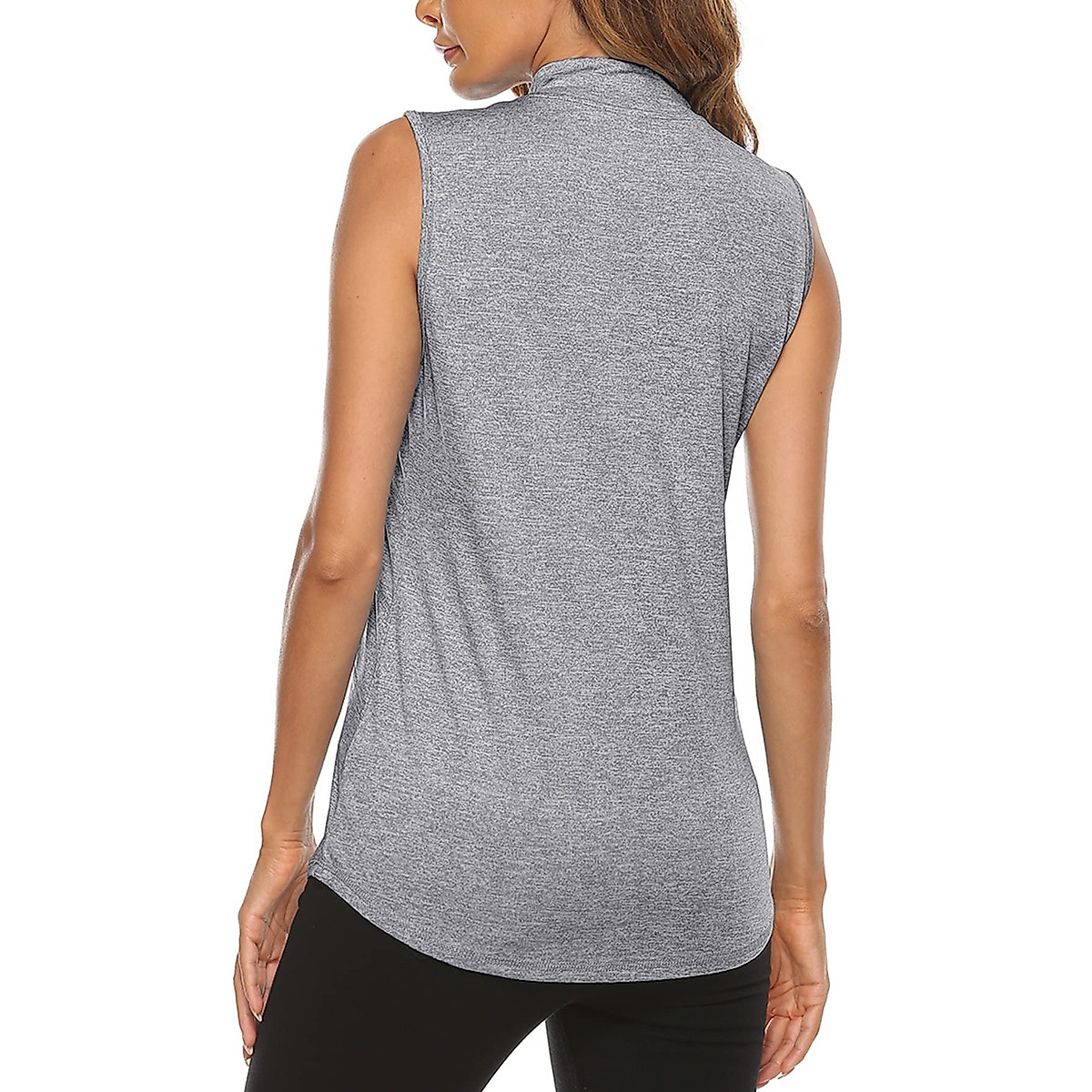 Koscacy Polo Shirts for Women,Quick Dry Golf Tops Misses Sleeveless Sport Wear Stretchy Lightweight Breathable Moisture Wicking Comfortable Active Top Tee Shirt Grey Medium