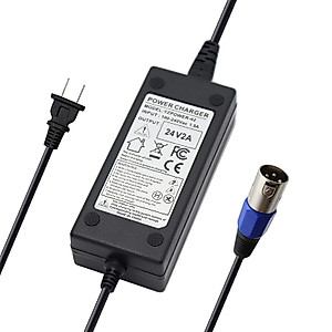 Eseegoo 24V 2A Battery Charger Adapter for 24V Battery with Male 3 Pin XLR Connector Plug
