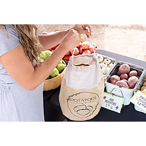 Potato Storage Bag | Natural Jute Potato Onion Garlic Storage Set for Pantry | Breathable & Fresh Onion Potato Storage | Easy to Clean Potato and Onion Storage Bag | Air Flow, Light Blocking