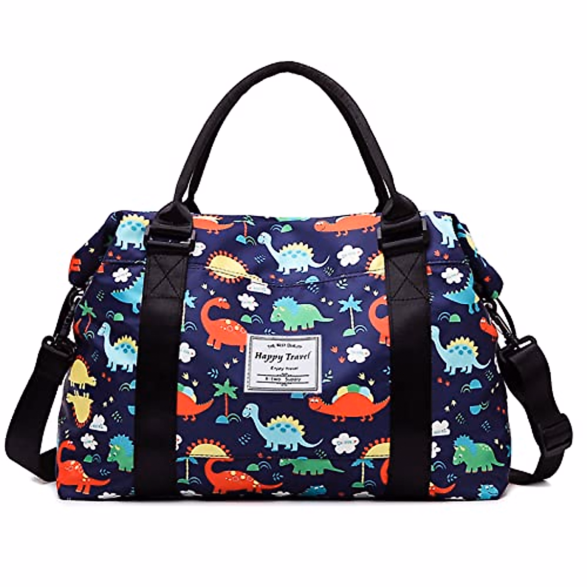 NRW Travel Duffle Bag Weekender Overnight Gym Tote with Dry and Wet Separated Pocket for Women Girls Shoulder Bag Workout Water Resistant (cute dinosaurs) (023)