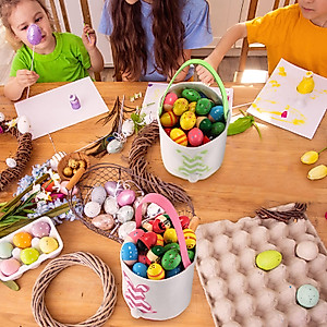 4 Pcs Easter Bunny Basket for Kids Easter Basket Bags Fluffy Tails Printed Rabbit Canvas Toys Bucket Tote Easter Tote Bag with Handle Canvas Carrying Favor Eggs Hunt Bag Candy Egg Basket for Gift Sets