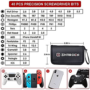 SHARDEN Precision Screwdriver Set 56 in 1 Magnetic Driver Kit Professional Electronics Repair Tool Kit with Portable Bag for iPhone, Smartphone, iPad, PC, Computer, Laptop, Tablet, Game Console, Watch