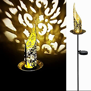 Fawgold Garden Solar Lights Pathway Outdoor Stake Metal Lights,Waterproof Warm White LED for Lawn,Patio or Courtyard