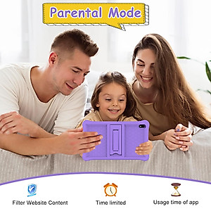 Kids Tablet 7 inch, Android 11 Tablet for Kids, 16GB Toddler Tablet with Bluetooth, IPS Screen, Parental Control, Kids Software PreInstalled, Dual Camera Shockproof Case for Education (Purple)