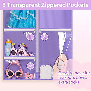 MISSLO Dance Garment Bags for Dancers 40" Hanging Dance Costume Garment Bag Kids Garment Bags with 3 Zippered Pockets Storage for Girls Competition, Travel, 3 Packs, Purple