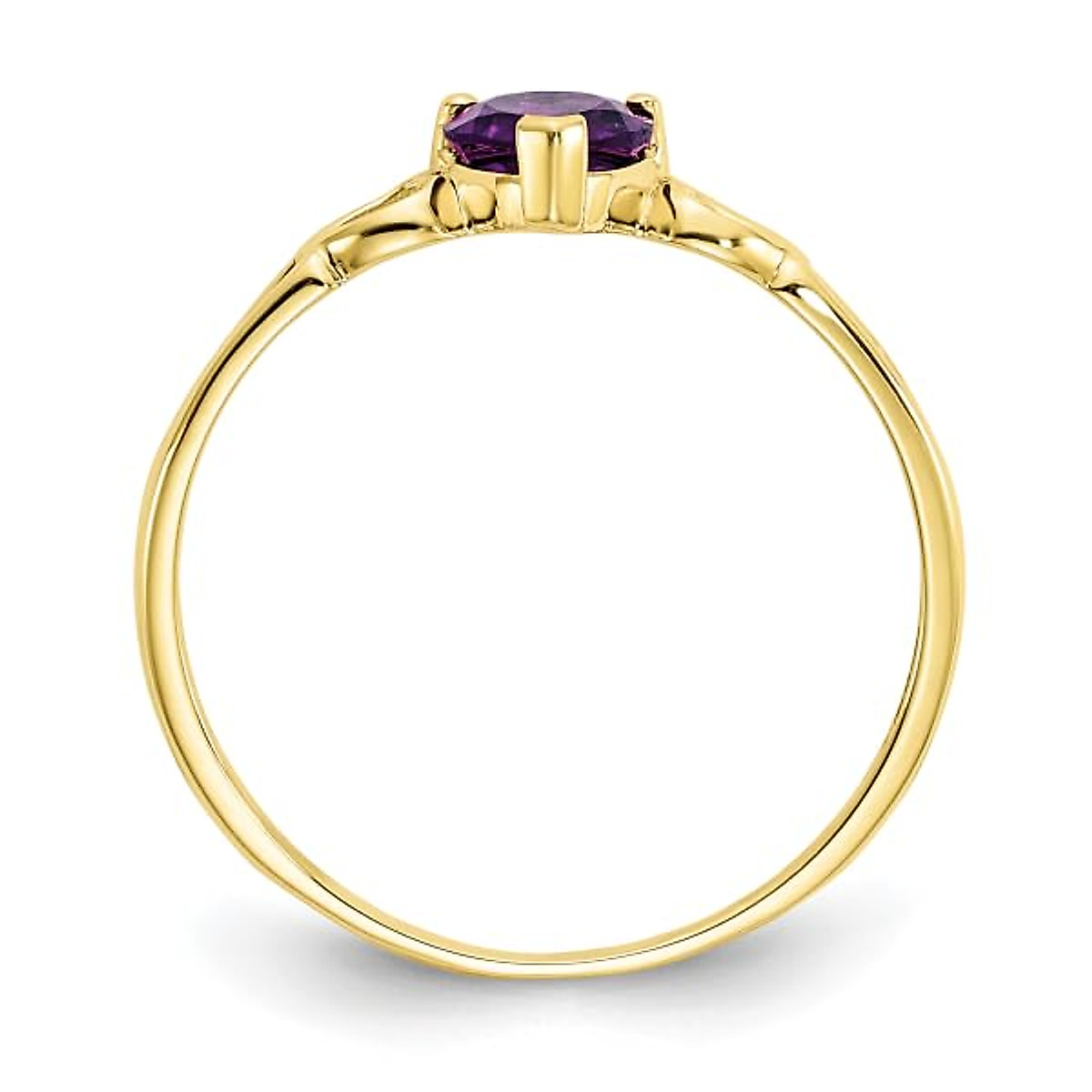 IceCarats 10K Yellow Gold Purple Amethyst Heart Love Ring Gemstone Band February Birthstone Jewelry Size 7