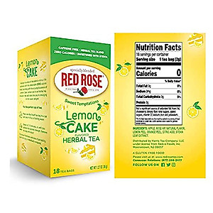 Red Rose Sweet Temptations Bundle! 6 Flavor Sugar Cookie, Banana Foster, Caramel Apple Pie, Blueberry Muffin, Lemon Cake & Strawberry Cheesecake! 0 Calories, Gluten Free and Caffeine Free Herbal Tea!