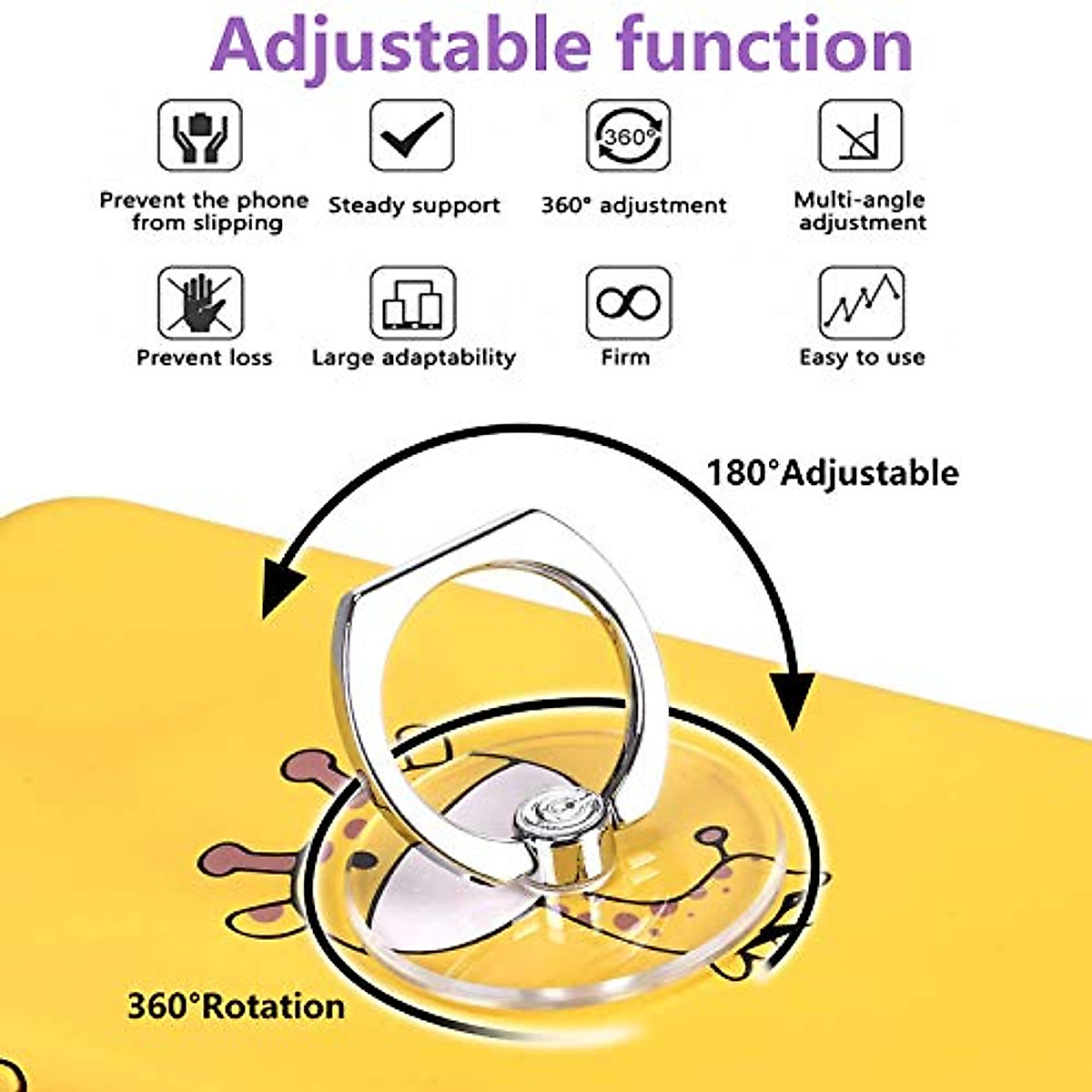 Phone Ring Transparent Cell Phone Ring Holder,360°Rotation Finger Ring Stand, Clear Cell Phone Kickstand Compatible with Most of Phones,Tablet and Case (1)