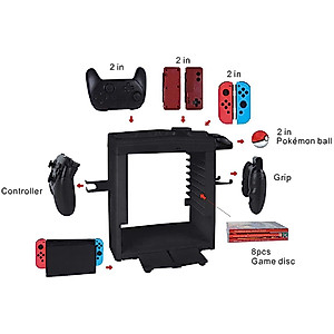 YICHUMY Mulfunction Game Disc Stand Tower Controller Charger Charging Dock for Switch 4 Joycontroller, 2 Pro Controllers and 2 Poke Ball Plus Controllers, Storage for Switch Accessories