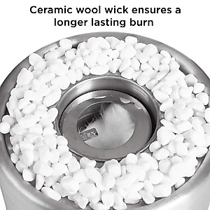 Bio Ethanol Tabletop Fire Pit - Indoor or Outdoor Smokeless Portable Fireplace - Clean Burning Ventless Cylinder with Real Flame by Northwest (Silver)