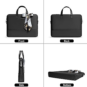 MOSISO Laptop Bag for Women, 15-15.6 inch Computer Bag Compatible with MacBook Pro 16 inch, HP, Dell, Lenovo, Asus, Razer Notebook, Laptop Shoulder Messenger Bag with Strap and Silk Scarf, Black