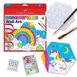 Faber-Castell Rainbow Vibes Wall Art Craft Kit - Paint and Decorate Your Own Unicorn Canvas Art, Unicorn Painting Kit for Kids, Arts and Crafts for Ages 6-8+, Purple