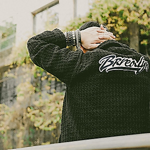 Eigso Punk Leather Cuff Bracelets for Men Women 80s Retro Hematite Rock Spikes Metal Cuff Wristband Set Adjustable for Man Woman