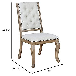 Glen Cove Dining Chairs with Button Tufting and Nailhead Trim Cream and Barley Brown (Set of 2) 110292