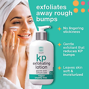 TOUCH Glycolic Acid Lotion for Keratosis Pilaris - KP Lotion Moisturizer - Glycolic Acid Body Lotion for AHA BHA Rough & Bumpy Skin- Keratosis Pilaris Exfoliating Lotion Gets Rid Of Redness - 8 Fl Oz