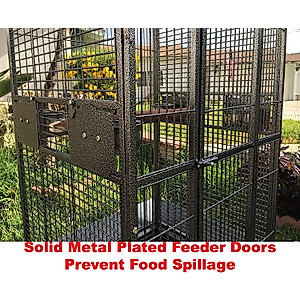 Extra Large Wrought Iron Open/Close Play Dome Top Parrot Bird Cage for Large Macaws Cockatoos African Grey Amazon (Black Vein, 35.25" W x 29.5" D x 62" H)