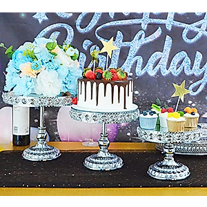 FEICTPOX Cake Stand Set for Dessert Table Metal Cake Stands with Crystal Cupcake Display Stand,Silver