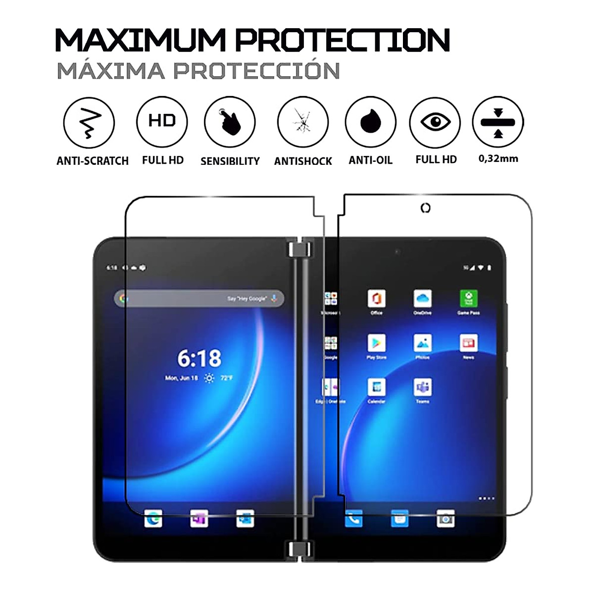 Screen Protector Antishock Anti-Shatter Anti-Scratch Compatible with Microsoft Surface Duo 2