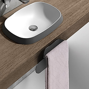 Hand Towel Holder, Self Adhesive Bathroom Towel Holder, SUS 304 Stainless Steel Towel Holder for Bathroom Wall, 8-inch Matte Black Hand Towel Holder for Bathroom, Hand Towel Racks for Bathroom,Kitchen