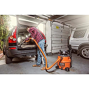 RIDGID, 62698, 6 Gallon RT0600 NXT Wet/Dry Vac, RED Professional Industrial, 4.25 HP, Dark Gray and Red & RIDGID VT2534 7-Piece Auto Detailing Vacuum Hose Accessory Kit for 1 1/4 Inch Vacuums