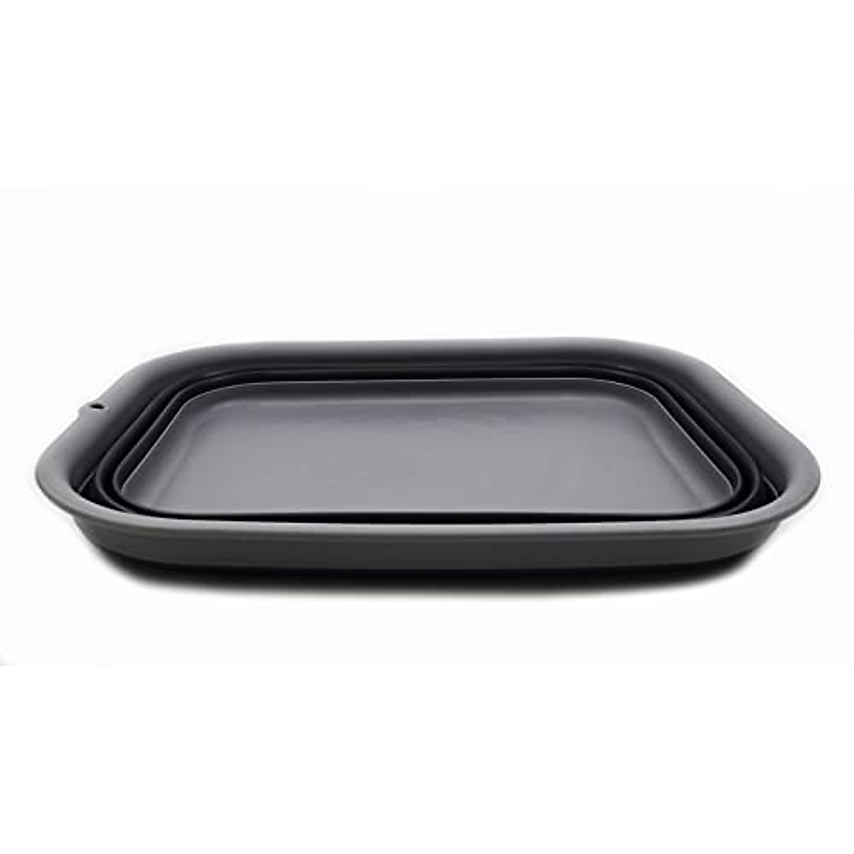 SAMMART 12L (3.17 Gallon) Collapsible Tub - Foldable Dish Tub - Portable Washing Basin - Space Saving Plastic Washtub (1, Grey/Dark Grey)