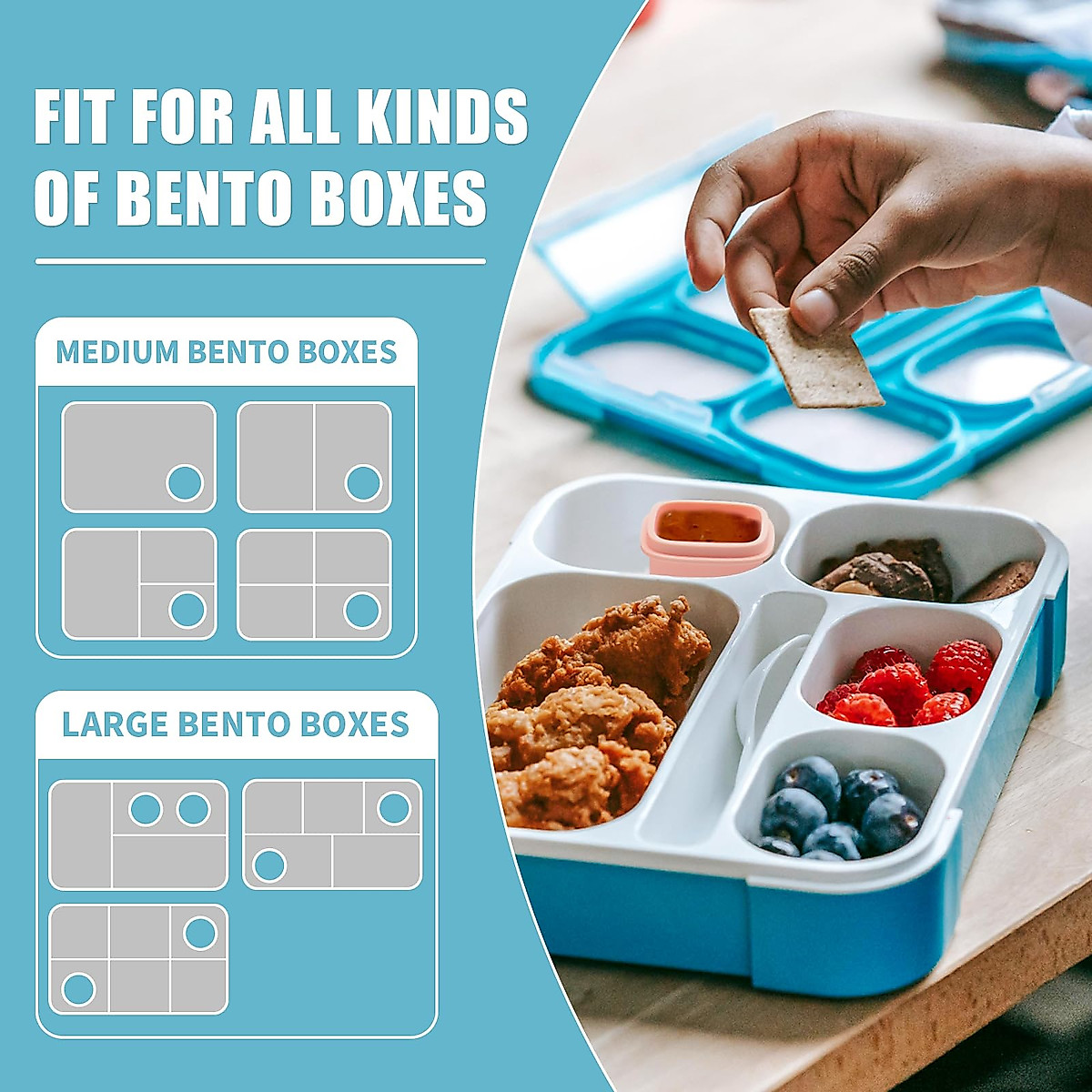 [8 Pack, 2 oz] Salad Dressing To Go Containers, Small Silicone Sauce Cups with Leakproof Lids For Lunch Boxes, Picnics, Travel