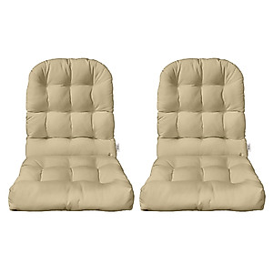RSH DECOR Indoor Outdoor Tufted Adirondack Chair Seat Cushion - Made from Sunbrella Fabric - Choose Color and Quantity (Canvas Antique Beige, 2)