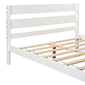 LostCat Full Size Bed Frame with Headboard and Footboard, Wooden Platform Bed Frame for Girls Boys,No Box Spring Needed/Easy Assembly, White