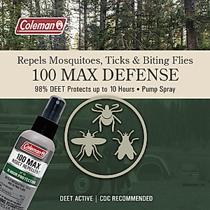 Coleman Insect Repellent Spray - 100% MAX DEET Insect Repellent Pump Spray, Protection Against Ticks, Mosquitoes, chiggers, gnats, Fleas and Flies, Ideal for Camping, Hiking, Outdoor Activities, 4oz