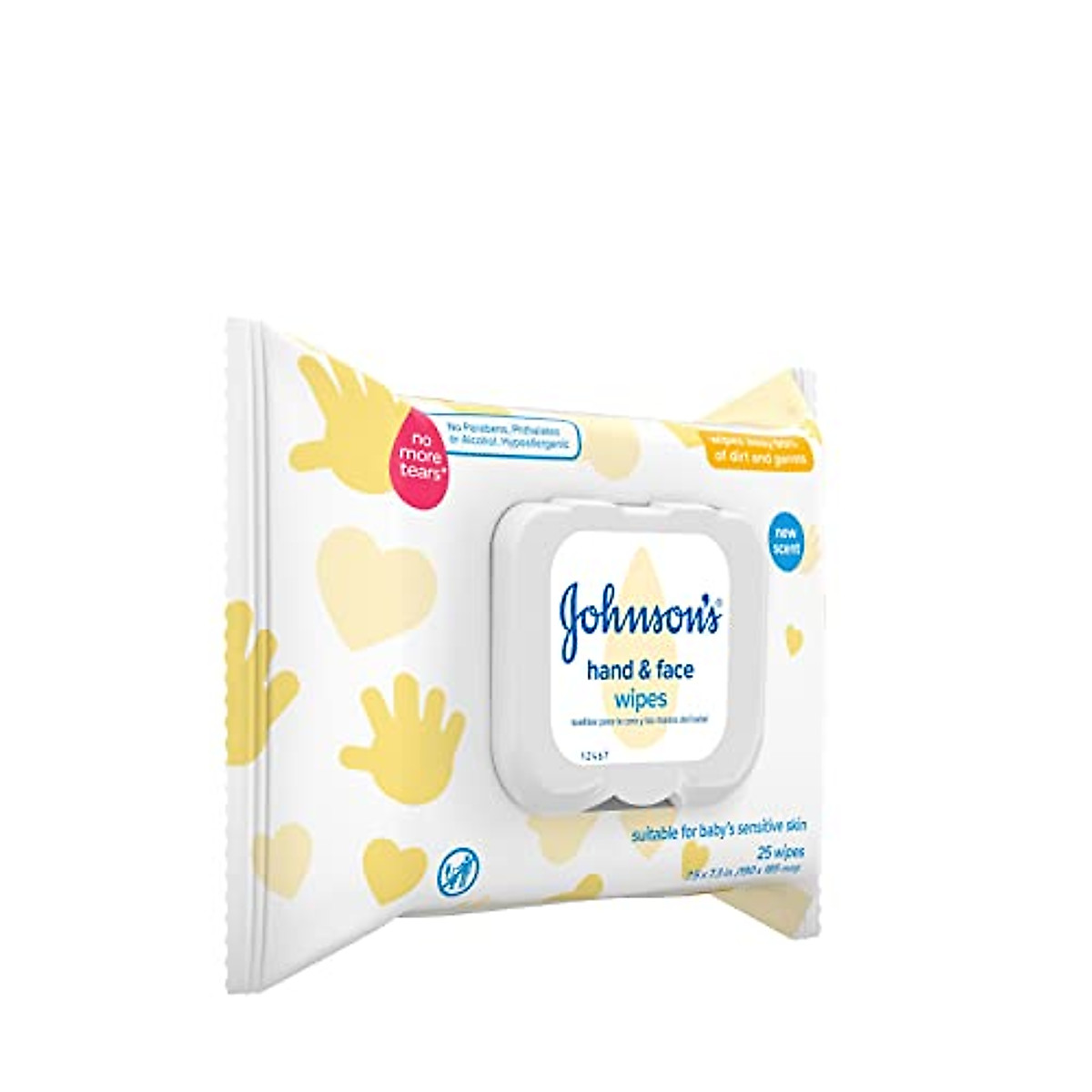 Johnson's Baby Disposable Hand & Face Cleansing Wipes, Pre-Moistened Wipes Gently Remove 99% of Germs & Dirt from Delicate Skin, Paraben-, Phthalate- & Alcohol-Free, Hypoallergenic, 25 ct