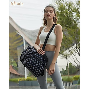 Marvolia Small Gym Bag for Women - Duffle Bag for Travel Weekender Bag with Shoe Compartment Carry on Bag for Women - Black