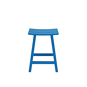 WestinTrends Malibu 24 Inch Outdoor Bar Stools, All Weather Resistant Poly Lumber Adirondack Counter Height Stools, Pacific Blue