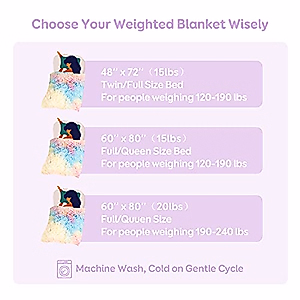 Cottonblue Faux Fur Weighted Blanket 15 lbs for Adult 48x72 Inches, Plush Shaggy Fluffy Throw Blanket Twin ​Size, Cozy Warm Furry Weighted Blanket for Couch Sofa Chair Home Decor, Rainbow