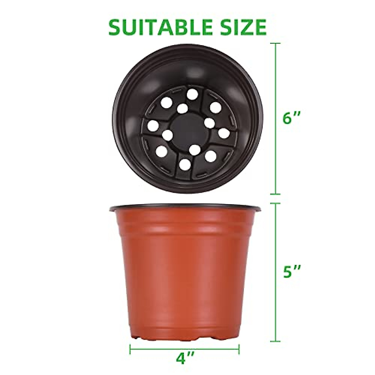 Kleeblatt 100 Pcs Nursery Pots 6 Inch, Plastic Planter Nursery Pots with 30 Pcs Plant Labels, Seedling Pots and Seedling Flower Plant Container