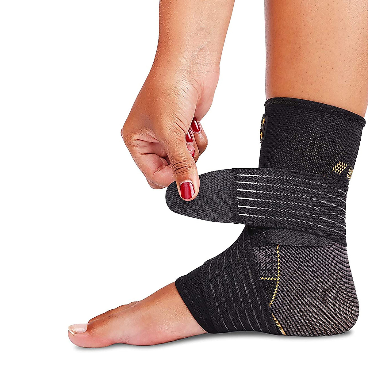 Ankle Brace for Women and Men - Ankle Compression Brace with Adjustable Straps, Ankle Sprain Braces, Arch Support Brace for Sprained Ankle, Achilles Tendon Support Plantar Fasciitis Relief, Medium