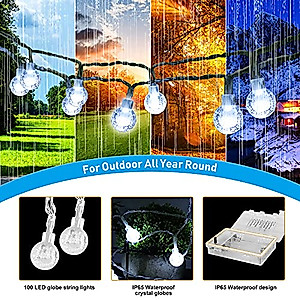 Outdoor String Lights Battery Operated 33FT 100LED String Lights Indoor Waterproof Mini Globe Lights, with Remote Timer 8 Lighting Modes, for Garden Bedroom Wedding Halloween Christmas Party Decor