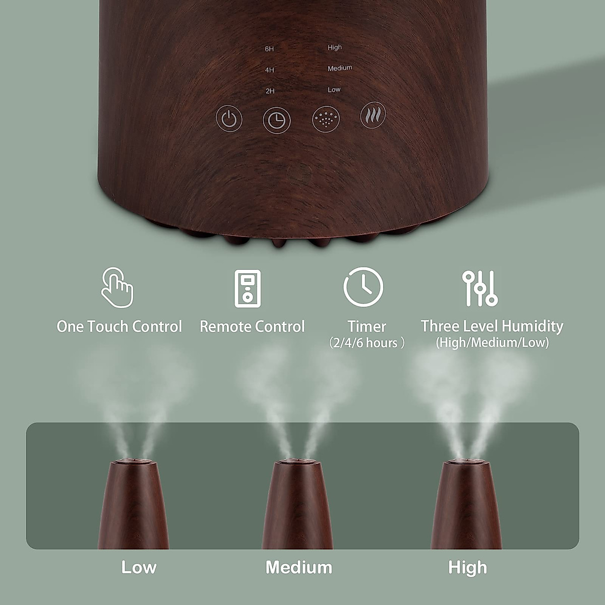 Cool Mist Humidifier，Elecameier Air humidifier for Home/Bedroom with Remote Control 2.3L Smart Air Humidifier for Desk/Office/Bedroom 25dB Whisper Quiet with Auto Shut off dark wood