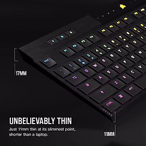 Corsair K100 AIR Wireless RGB Mechanical Gaming Keyboard - Ultra-Thin, Sub-1ms Slipstream , Low-Latency Bluetooth, Cherry MX Ultra Low Profile Keyswitches - NA Layout, QWERTY - Black