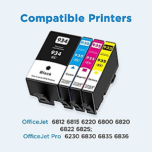 Yocare 934XL & 935XL Ink Cartridges Combo Pack for 934 935 XL Compatible with Officejet Pro 6230 6830 6835 6836 Printer (Black/ Cyan/ Magenta/ Yellow)-4 Pack…