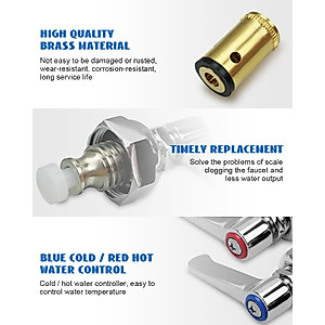 YIGUCS Handle Stem Assembly Hot & Cold Fits for T&S Brass Faucets Replace 002713-40 002714-40, Spindle Assembly for Eterna Valve Replacement