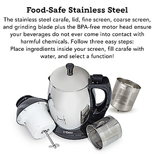 Tribest SB-132 Soyabella, Automatic Soy Milk Maker Machine with Tofu Kit Large, Silver, Large, Black/Stainless Steel