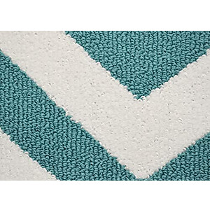 Garland Rug Large Chevron Area Rug, 5 by 7-Feet, Teal/White