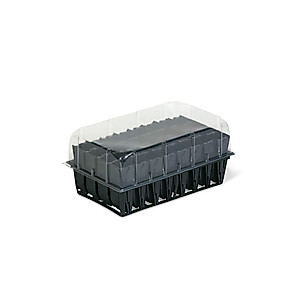 Deep Rootrainer Seed Starter, Plastic 11-1/2" L x 9" W x 3-1/2" H Overall, 32 Cells 1-1/2" Square x 5" H Each, Holding Tray and Dome Included, Promotes Downward Root Growth, Reusable